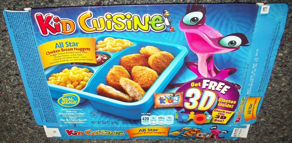 VINTAGE 2014 KID CUISINE RIO 2 MOVIE 3D TV DINNER EMPTY DISPLAY BOX ...