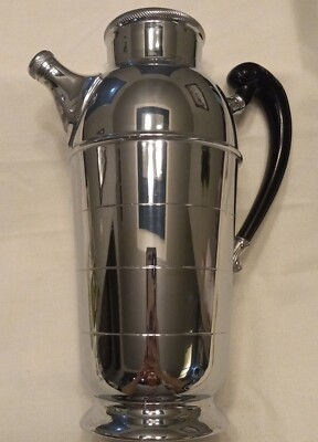 VINTAGE KROME KRAFT FARBER BROS. CHROME BAKELITE COCKTAIL PITCHER USA ...