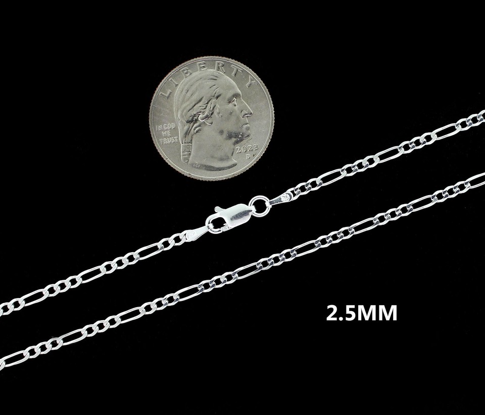 Real 925 SOLID Sterling Silver FIGARO LINK Chain Necklace or Bracelet ...