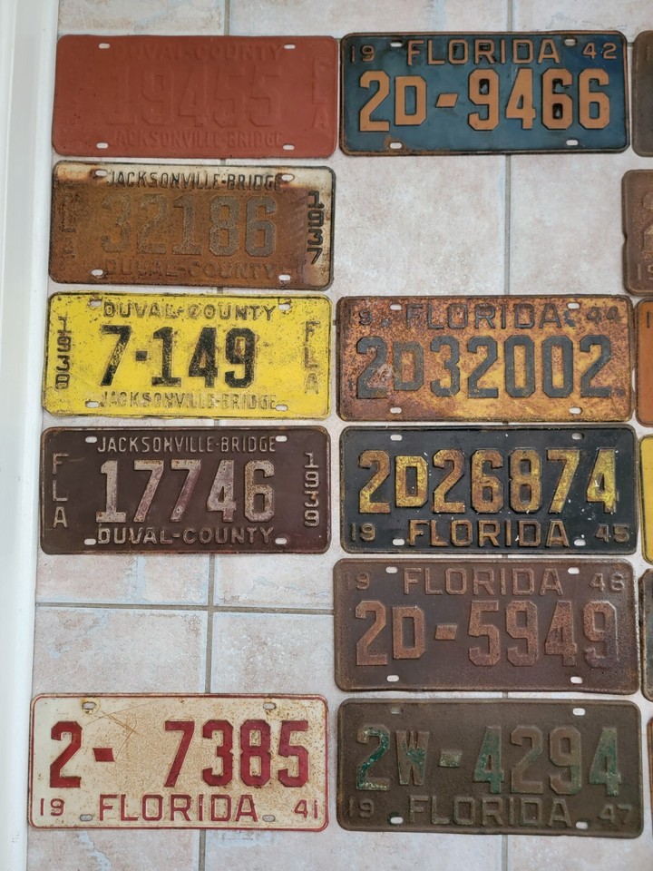 1936 - 1975 Jacksonville Florida License 37 Plates Duval Tag Vintage ...