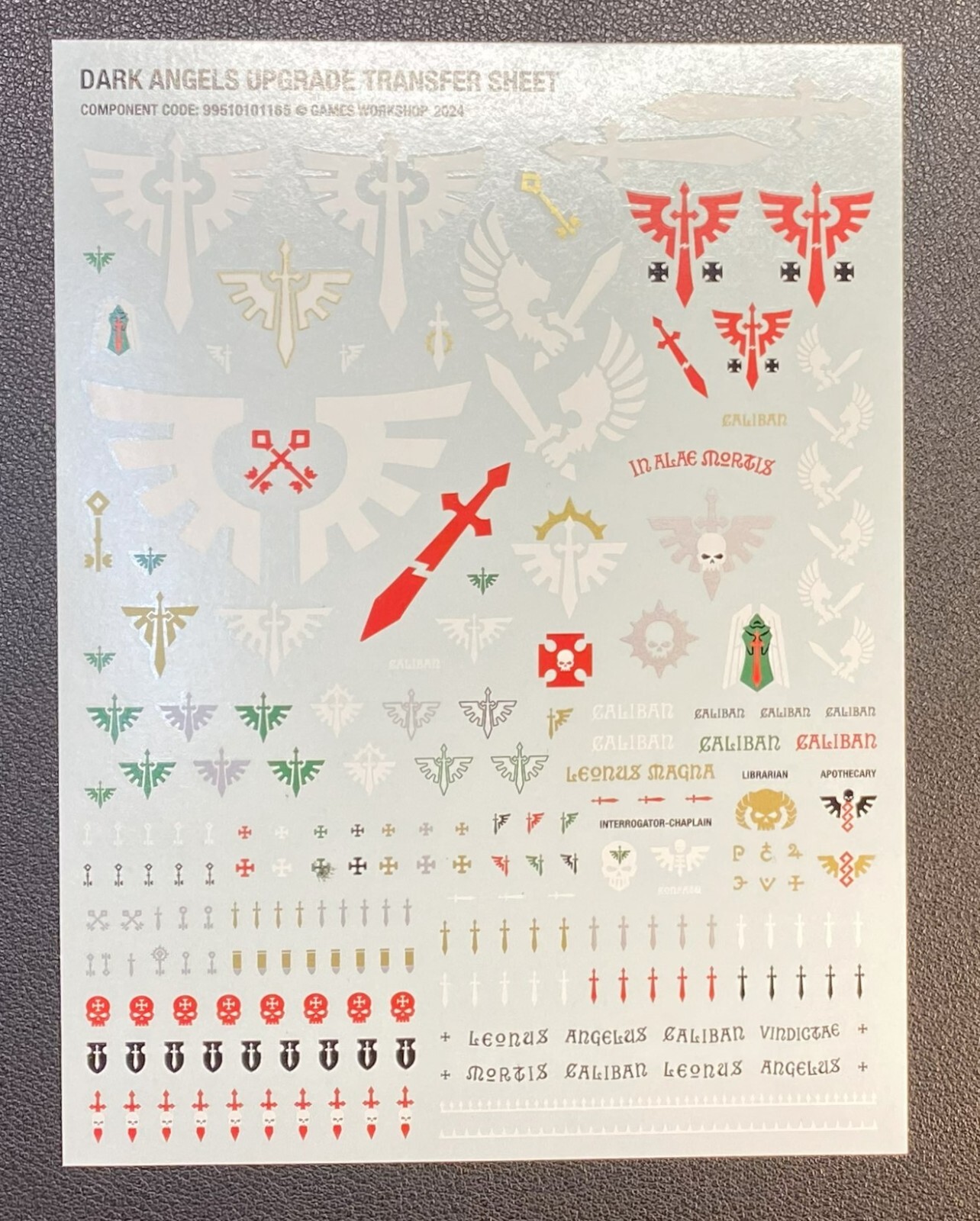 Dark Angels Upgrade Transfer Sheet Decals Warhammer 40k - (x1) | eBay