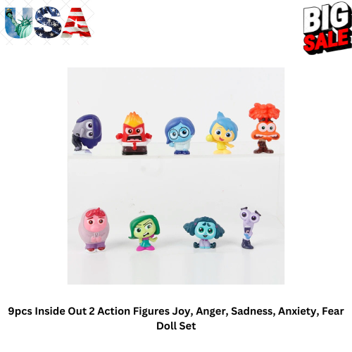 9pcs Inside Out 2 Action Figures Joy, Anger, Sadness, Anxiety, Fear ...
