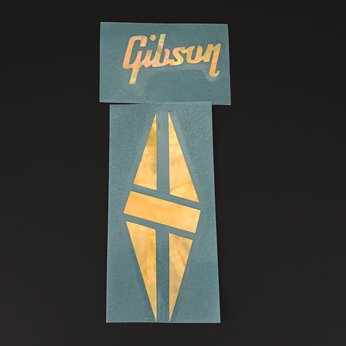 0.1 mm Thick Gibson Guitar Diamond Logo Sticker Self Adhesive Gold MOP ...
