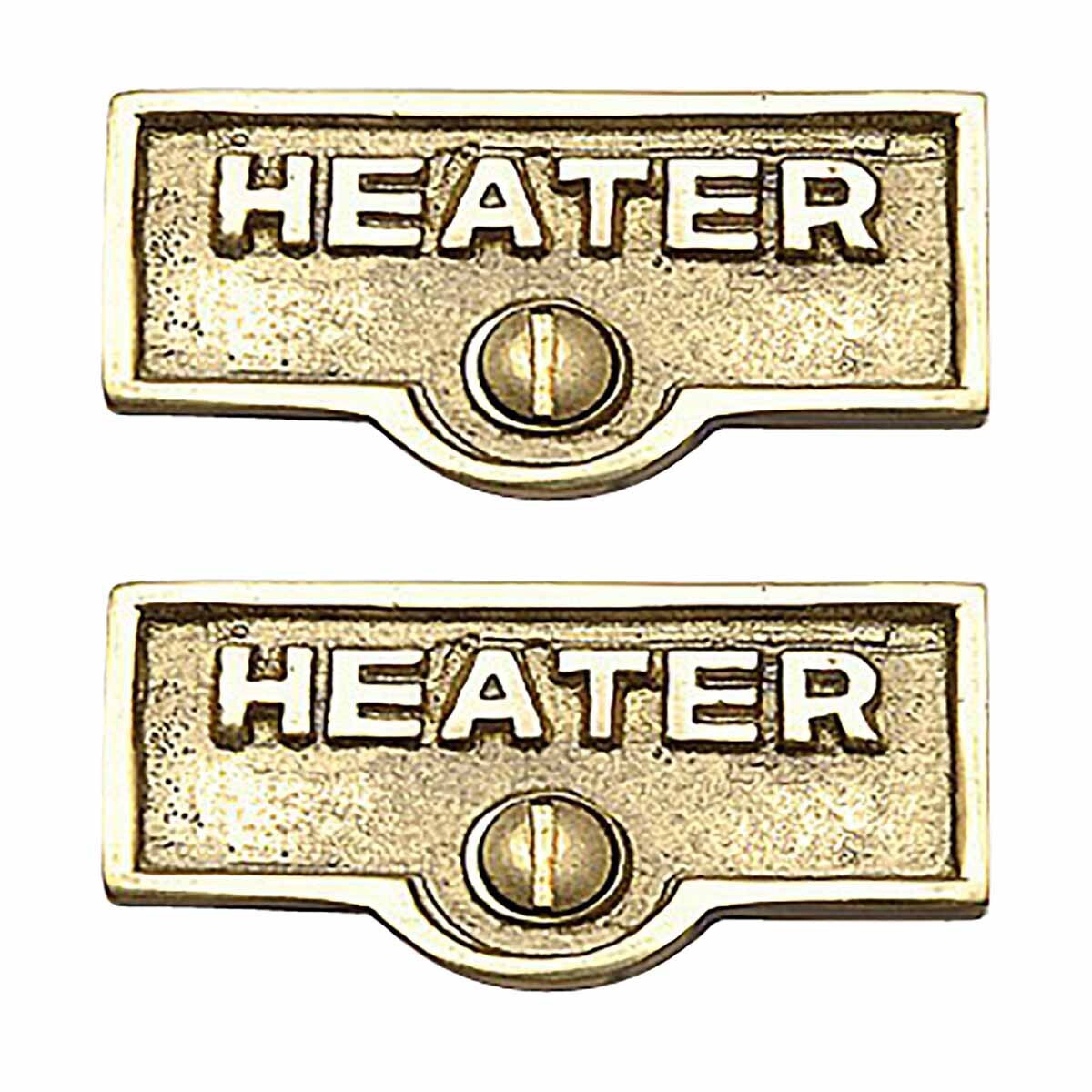 2 Switch Plate Tags HEATER Name Signs Labels Lacquered Brass ...