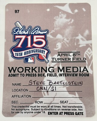 Hank Aaron 715 Home Run 25th Anniversary April 8, 1999 Atlanta Braves ...