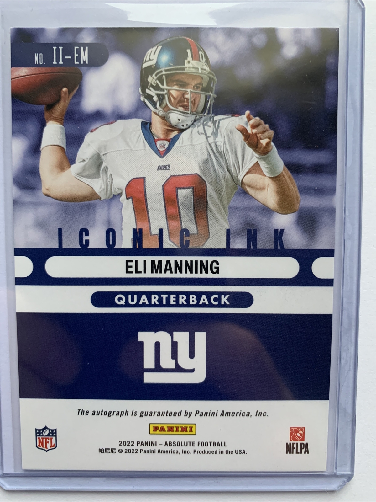 2022 Panini Absolute Football Iconic Ink #’d /50 Eli Manning Autograph ...