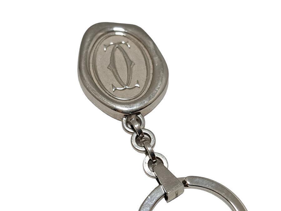 Authentic Cartier Keyring 2C motif Decall Logo Plate Silver Seal Wax ...