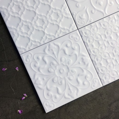 White victorian style raised pattern patchwork wall tiles SAMPLE 5226S ...