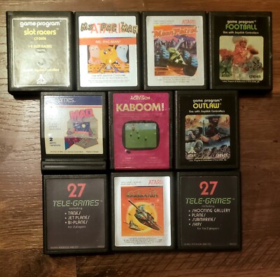 Atari 2600 Ms. Pac Man Kaboom Galaxian MAD Moon Patrol Lot Of 10 FREE ...