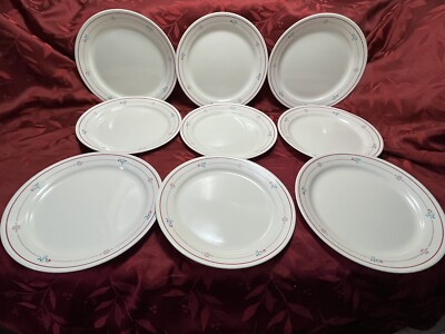 🇺🇸 RARE Set Of 9 Corelle Corning CRANBERRY BLOSSOMS Dinner Plates ...