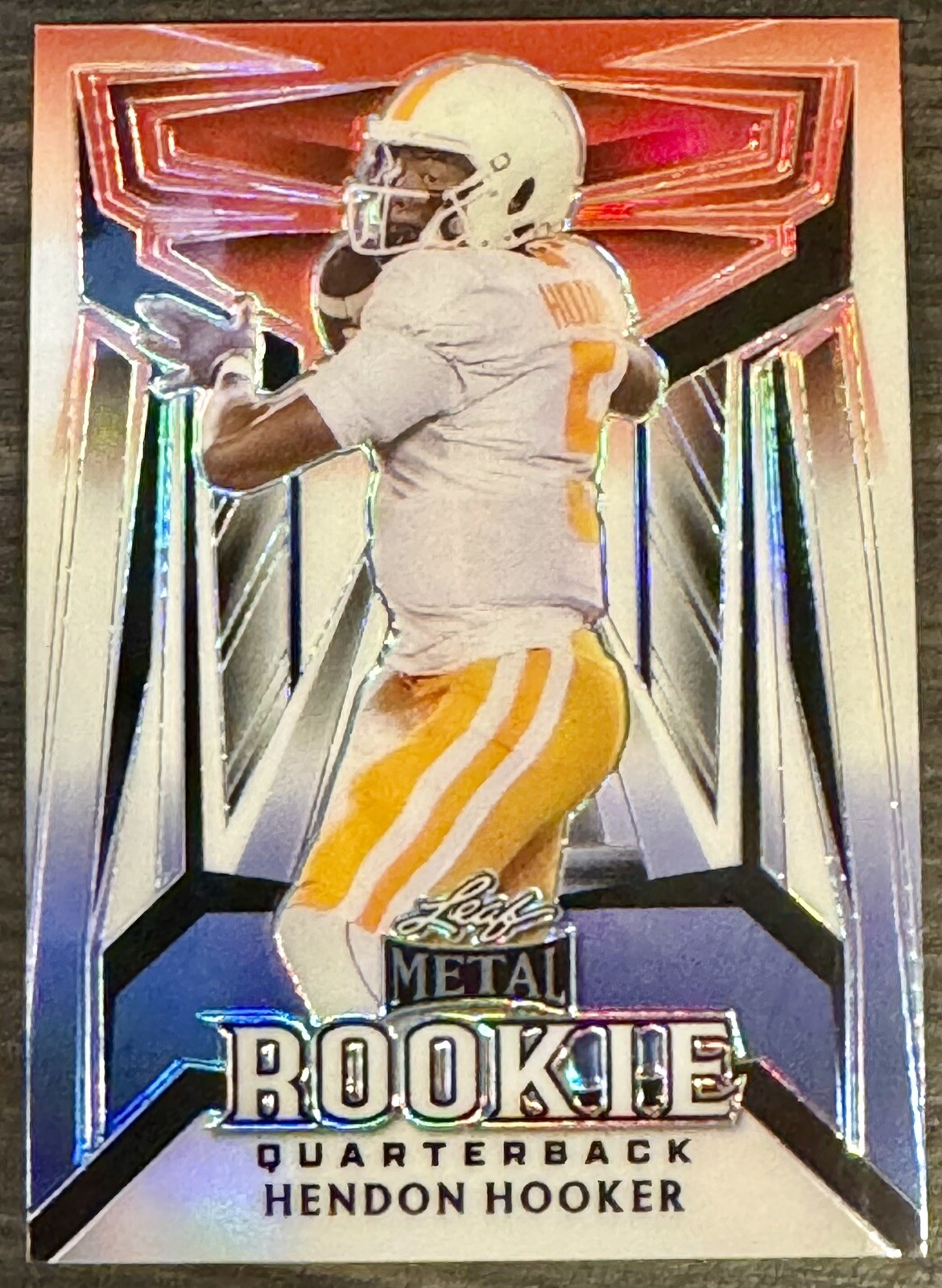 2023 Leaf Metal Quarterback Hendon Hooker Rookie SSP Red/White/Blue ...