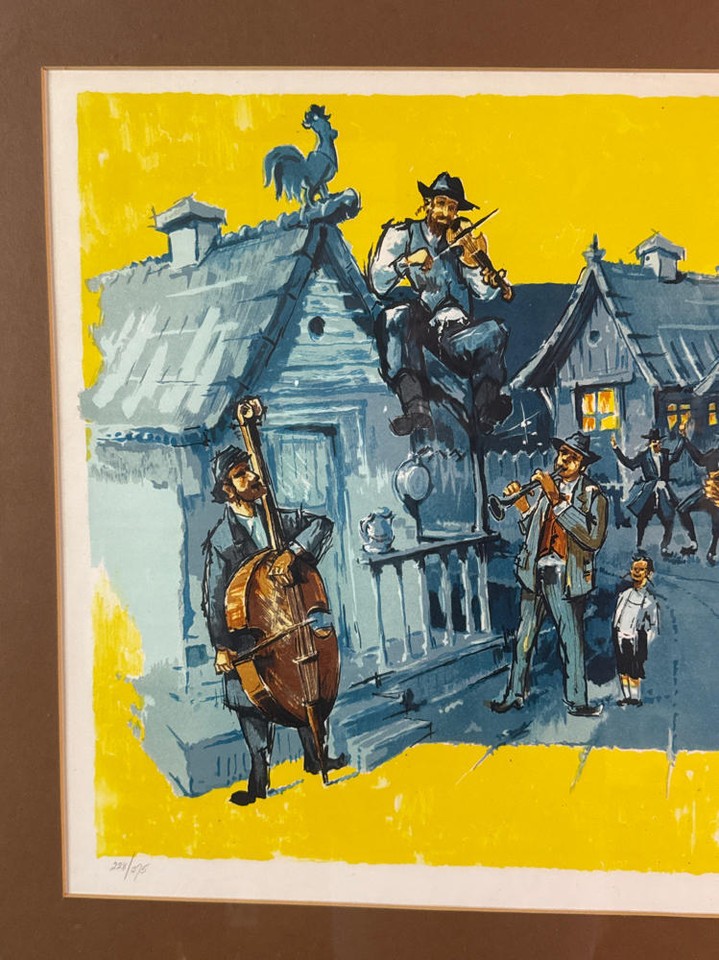 Josef Ijaky Signed Lithograph - Tevye Fiddler on the Roof - Judaica Art ...