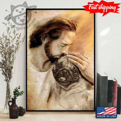 Vintage Jesus Christ Kissing Pug Dog | eBay
