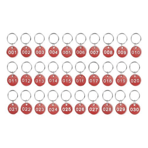 30PCS Number Tags 1-30, Number Key Tags Aluminum Numbered Tags, Red ...