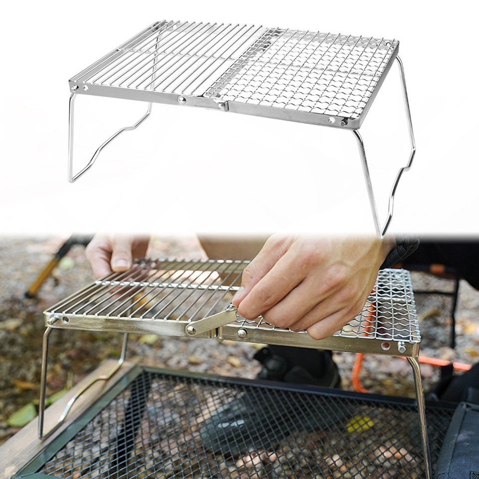 Portable Camping Grill Foldable BBQ Quick Setup Stable Frame Even ...