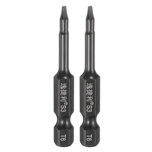 2pcs T6 Torx Head Screwdriver Bit 1/4" Hex Shank 2" Long Magnetic No ...