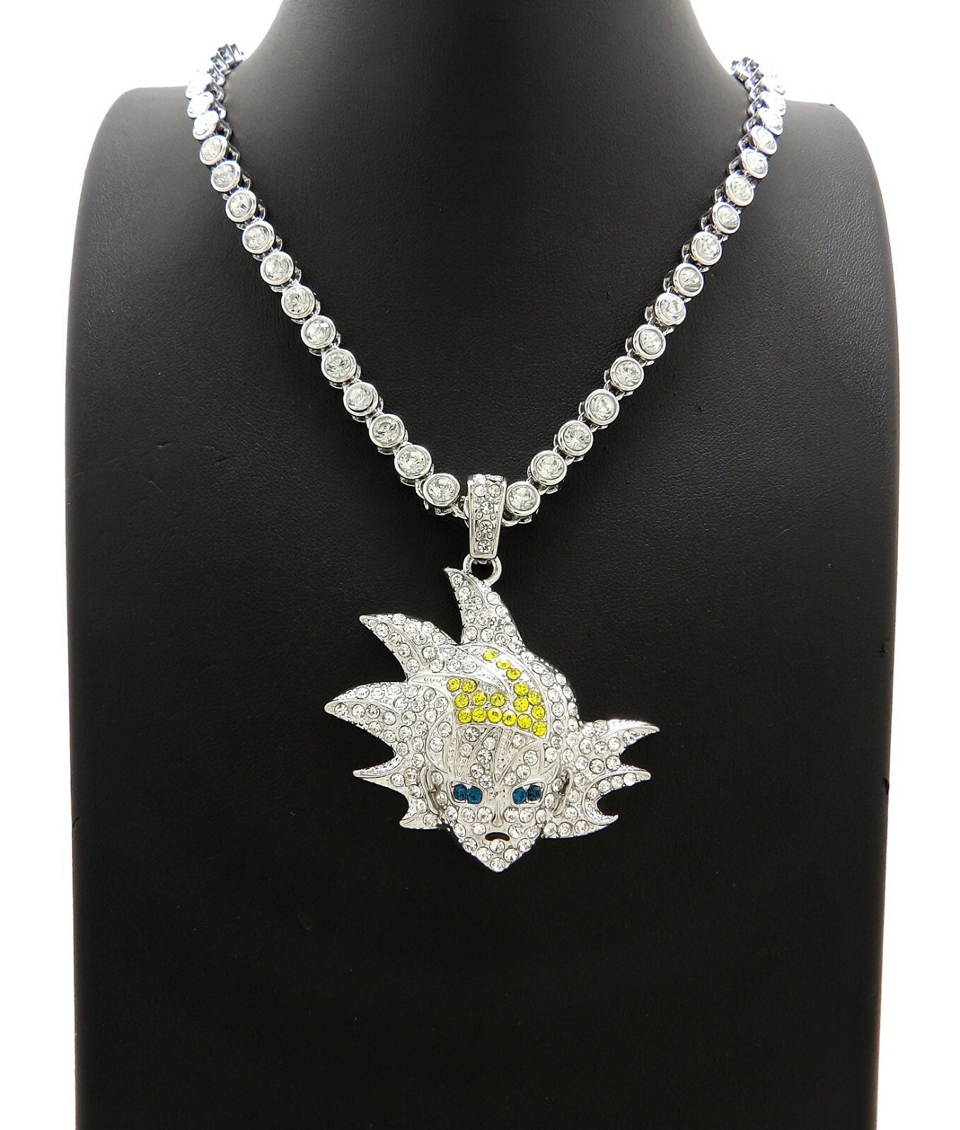 New Goku Dragon Ball Z Pendant & 5mm 18"/20" Tennis Chain Necklace ...