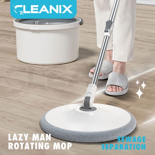 Hand-Free Rotary Mop Centrifugal Dehydration Dual Wet Dry Use White ...