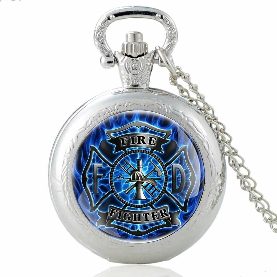 Steampunk Fire Fighter Pocket Watch Quartz Antique Necklace Mens ...
