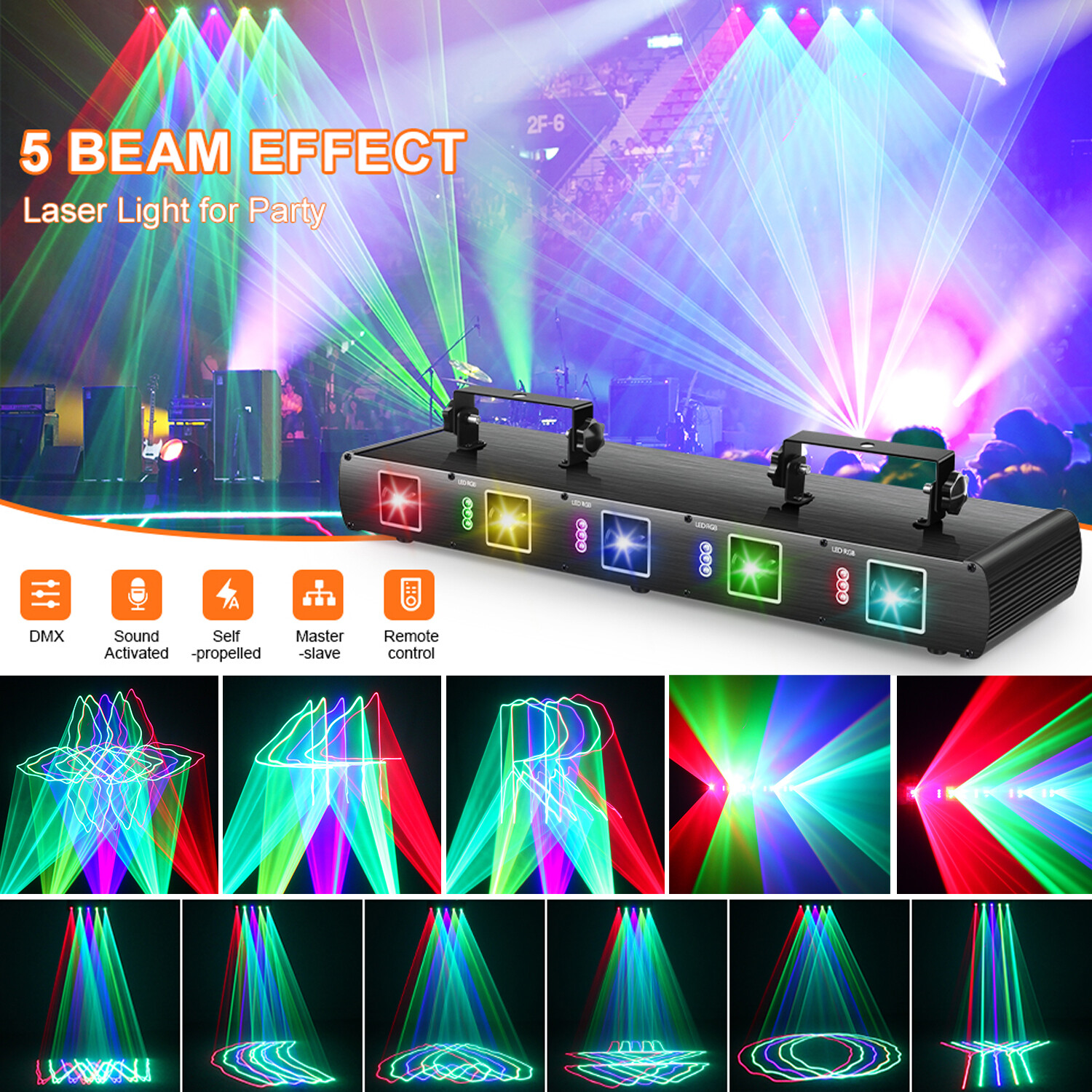 4/5 Lens Beam RGBY Laser Light Stage Effect Bar KTV Projector DJ Disco ...