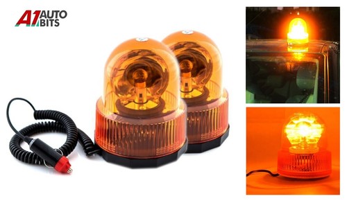 2X Revolving Amber Light Beacon Warning Rotating Recovery Breakdown ...