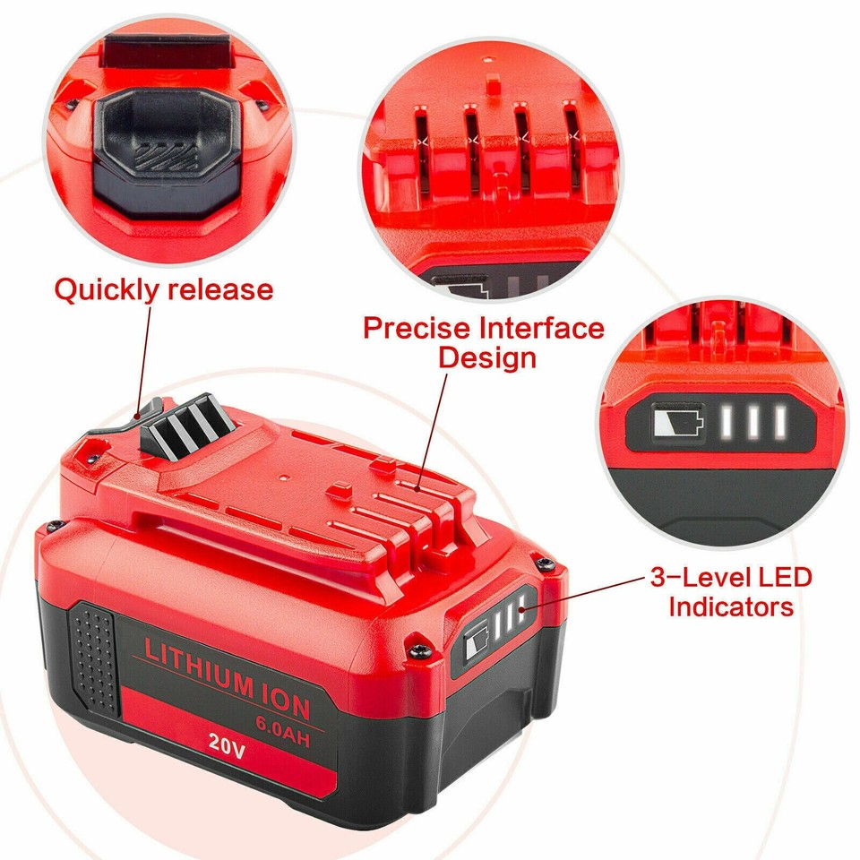 2PACK 20V 6.0AH For Craftsman 20 Volt MAX Li-ion Battery CMCB204 ...