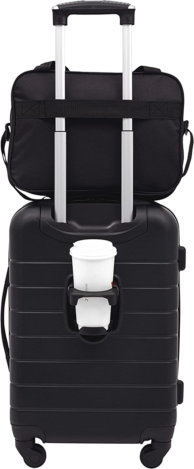 Wrangler Smart Luggage Set with Cup Holder and USB Port, Black, 2 Piece ...