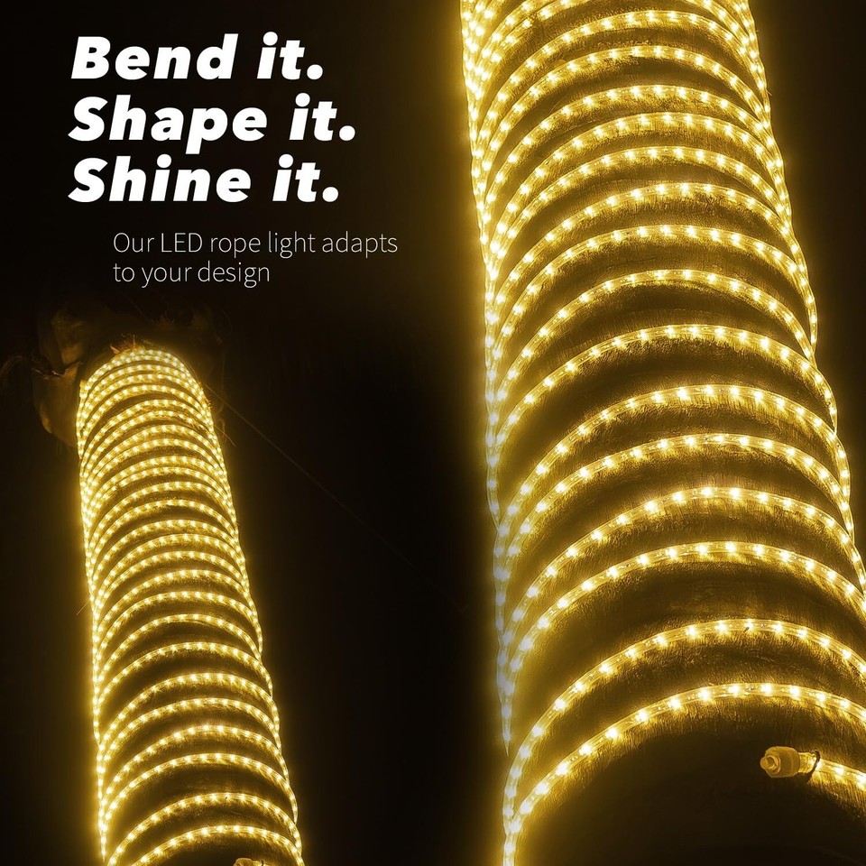 10' 20' 25' 50' 100' 150ft Outdoor LED Rope Light Water-Resistant ...