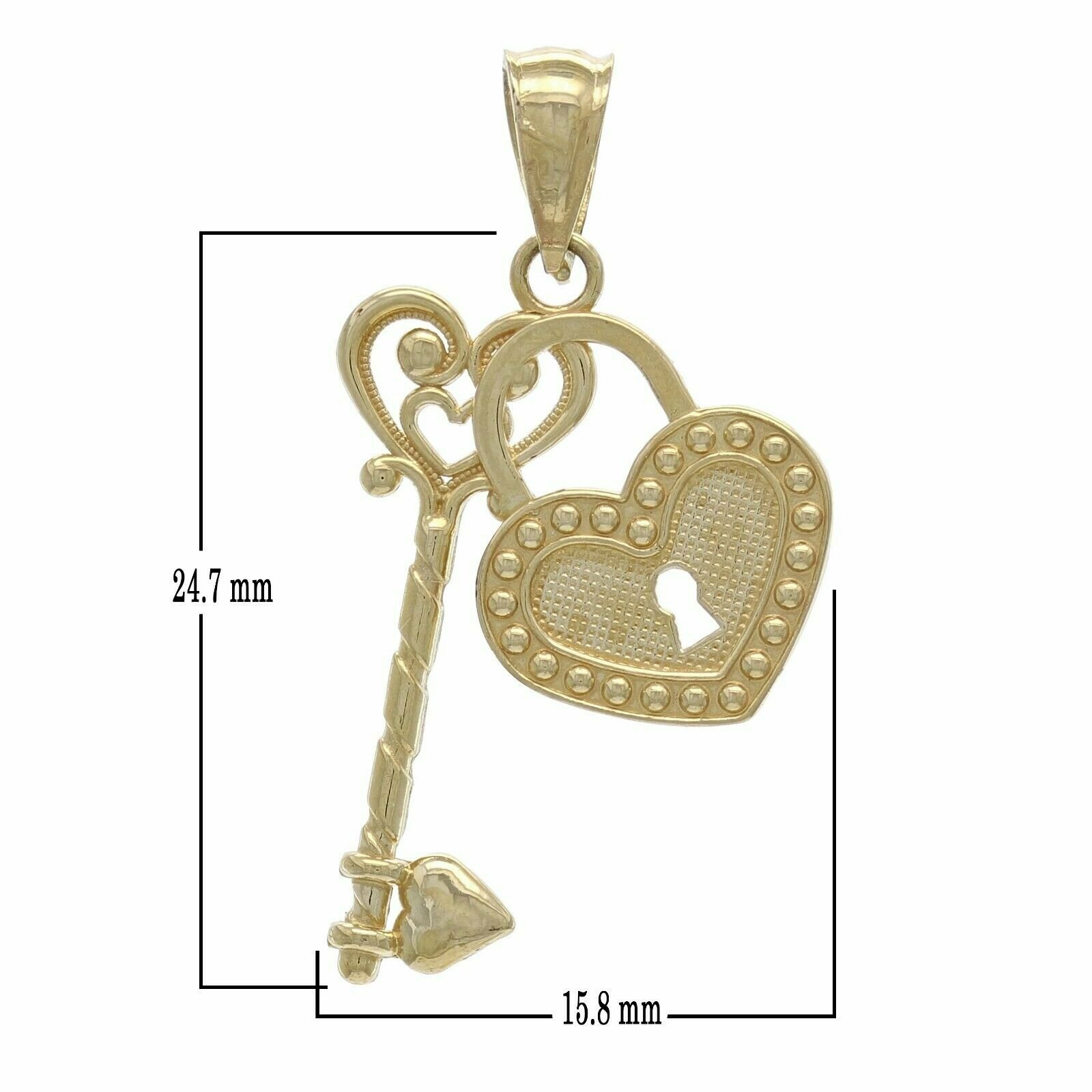 14k Yellow Gold Solid Heart Locket Key Charm Pendant 1.15" 1.2 grams | eBay