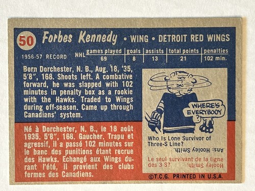 Forbes Kennedy 1957-58 Topps #50 Rookie RC EX-MT or better K057 PEI | eBay