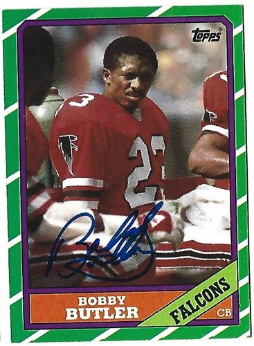 1986 TOPPS BOBBY BUTLER ATLANTA FALCONS ON CARD AUTO SIGNED CARD #370 ...