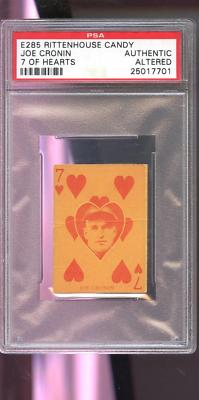1933 E285 Rittenhouse Candy 7 Of Hearts Joe Cronin PSA A Graded ...