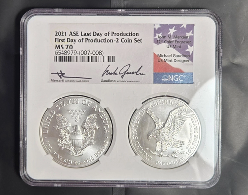 2021 ASE 2-Coin Set NGC MS70 Type 1 & 2 Mercanti Gaudioso SIGNED – 1st ...
