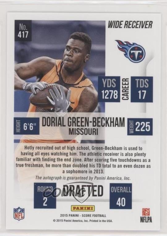 2015 Score - Rookie Dorial Green-Beckham #417 Signatures (AU, RC) for ...