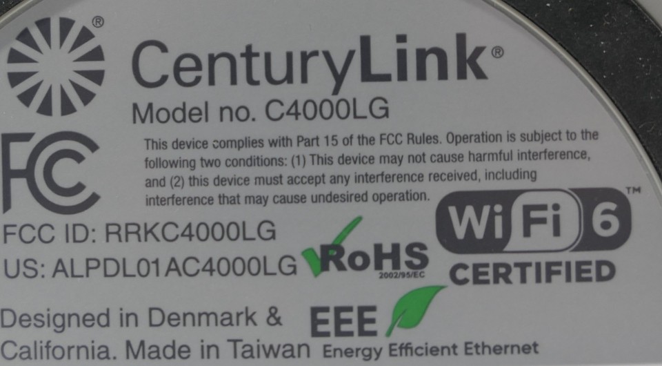 CenturyLink C4000LG Wi-Fi DSL Internet Modem Router **No Cables Or ...