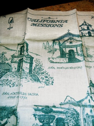 VTG CALIFORNIA MISSIONS LINEN KITCHEN TOWEL, WARREN BOUCHER, GREAT ...