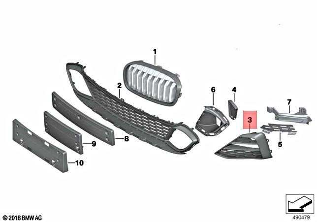 Genuine BMW F45 F46 216d 216i 218d 218dX 218i Grid Lateral Right ...
