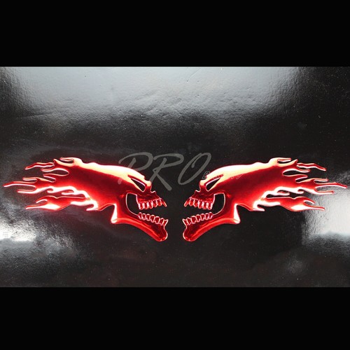 6"x 2.25" 3D Vinyl Emblem Logo Fairing Sticker Fire Skull Skeleton ...