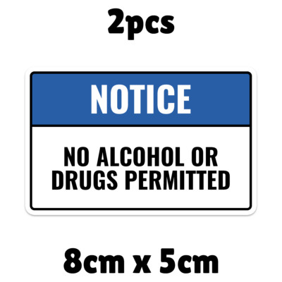 2 x No Alcohol Or Drugs Permitted Notice Sign Label Sticker Decal ...