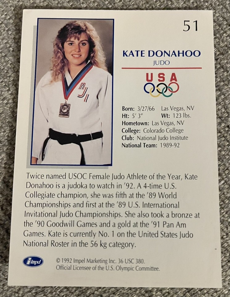 1992 Impel U.S. Olympicards Kate Donahoo Judo #51 | eBay