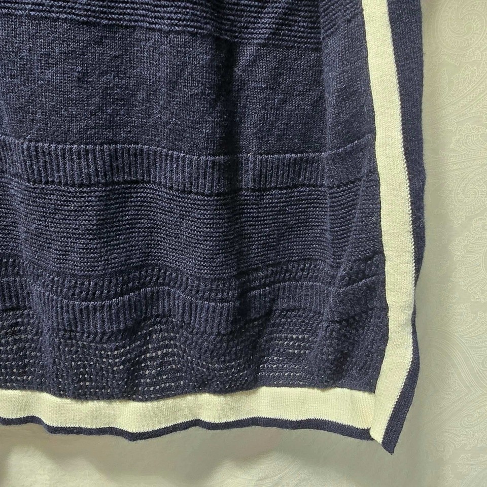 Talbots Plus Navy White Striped Knit Mesh Top Short Sleeve Boat Neck ...
