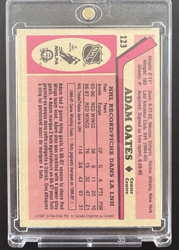 1987-88 O-Pee-Chee #123 Adam Oates RC Detroit Red Wings | eBay