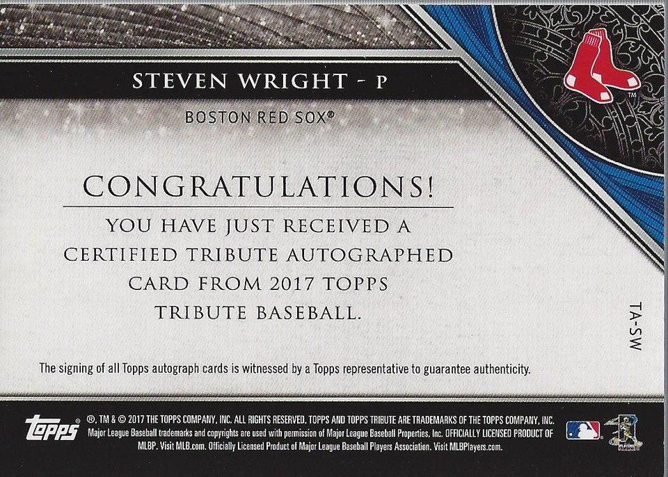 2017 Topps Tribute Autographs #TASW Steven Wright Auto - NM-MT | eBay