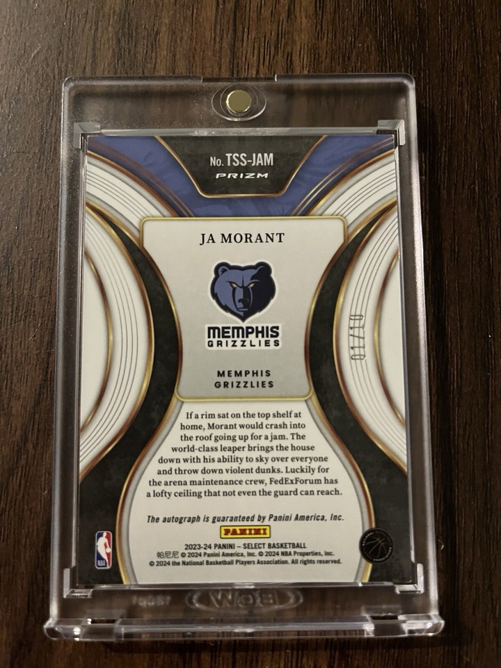 2023-24 Select Top Shelf Ja Morant TSS-JAM Gold Auto /10! Memphis ...