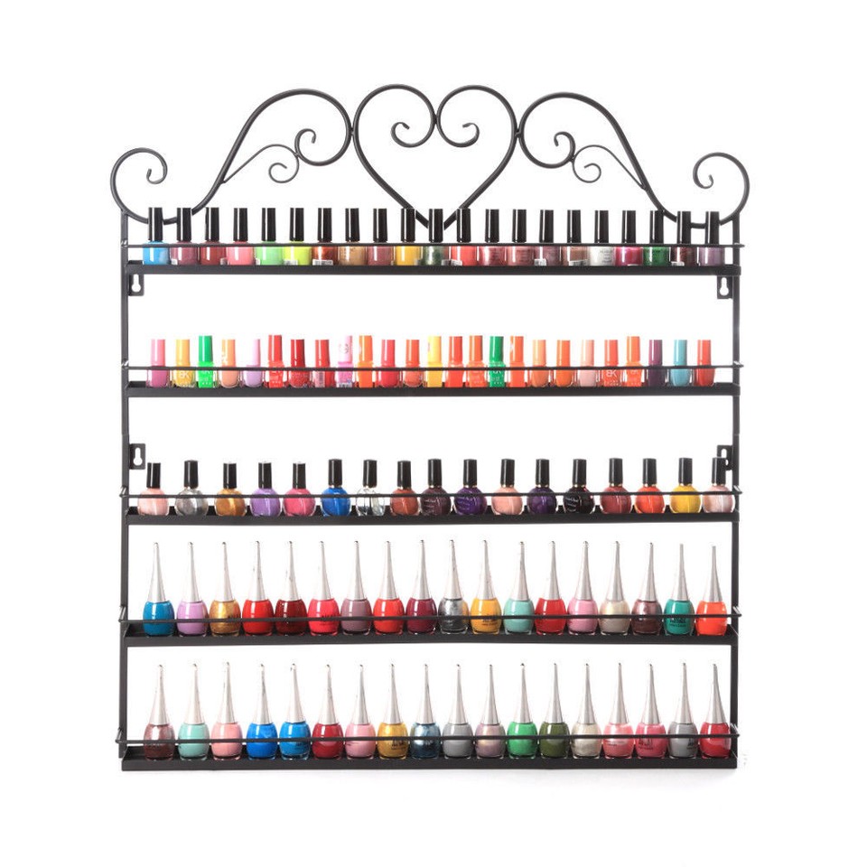 Metal Nail Polish Rack Wall Mounted Display Organizer Holder Over 200 ...