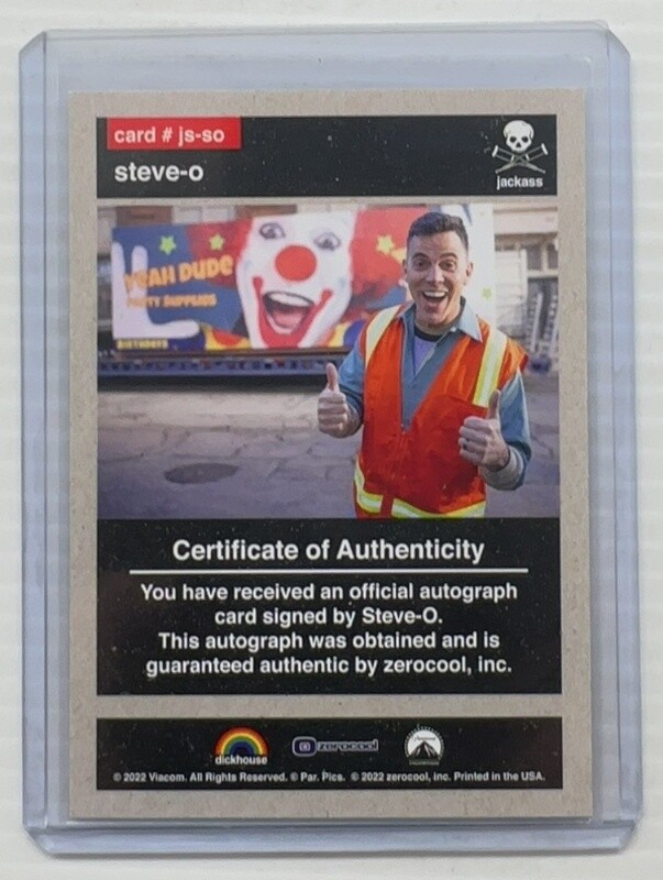 2022 Zerocool Jackass Trading Cards Steve-O Autographs Holo Auto #40/ ...