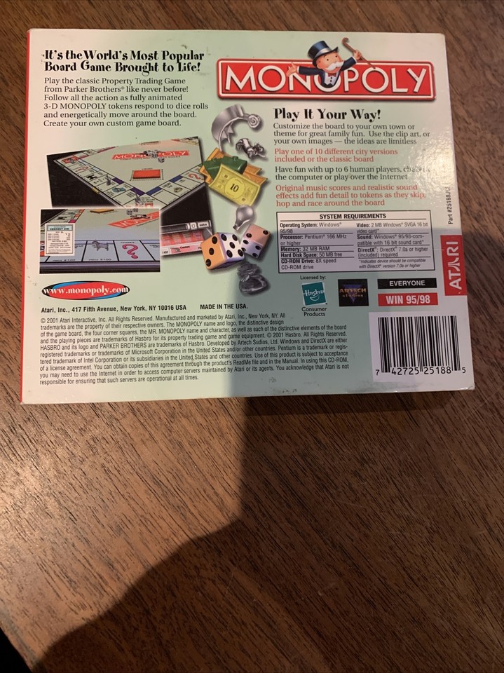 Monopoly (PC,CD ROM) Game 3D version 742725251885| eBay