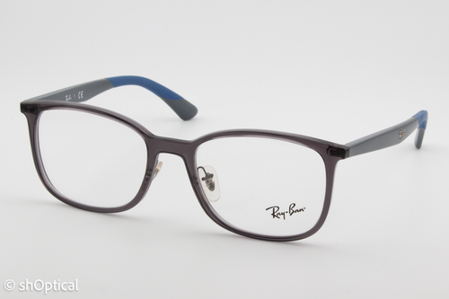 Ray-Ban RB7142 5760 Mens Square Glasses Frames Transparent Grey 52mm ...