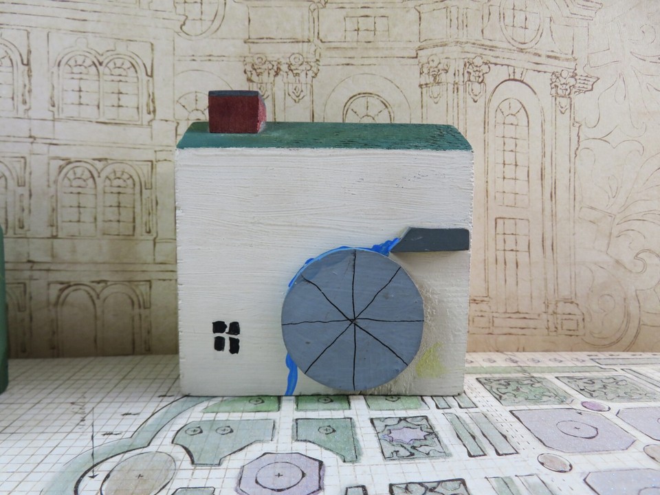 Handcrafted Vintage Wood Block Miniature Toy Houses 3 Buildings Hand ...