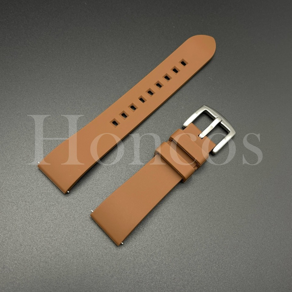 20 22 MM Brown Silicone Rubber Watch Band Strap Quick Release Fits for ...
